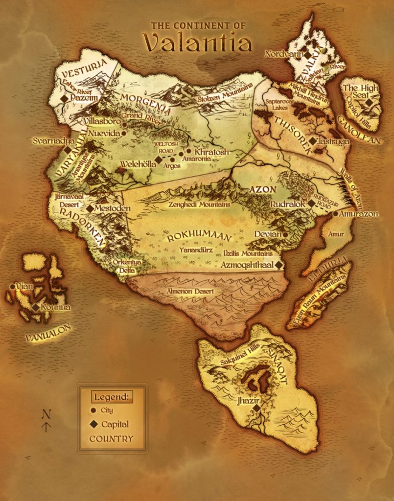 The Valantian Imperium map - Parchment and watercolor fantasy map with ...