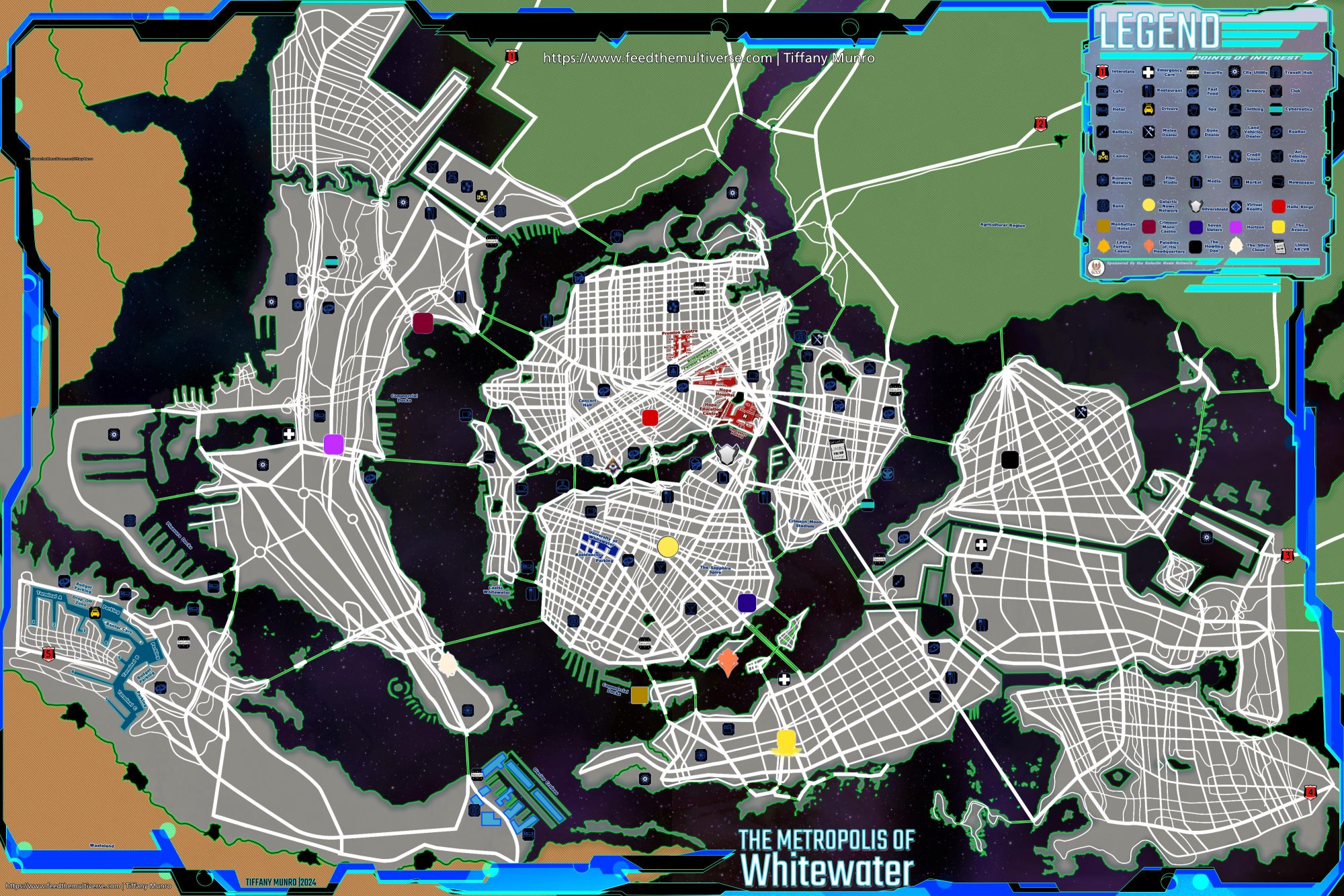 The Metropolis of Whitewater Cyberpunk City Map - Feed the Multiverse ...